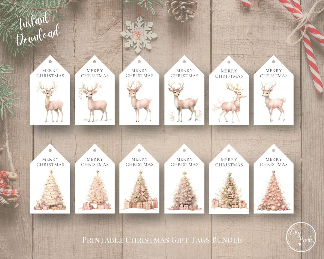Christmas Tree Gift Tag, Reindeer Christmas Gift Tag, Gift Tag ...