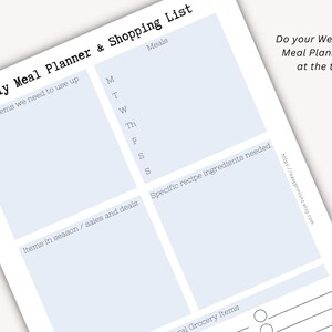 Meal Planner, Shopping List, Printable, PDF, Weekly Meal Chart, Grocery List, Menu Planner, A4 ...