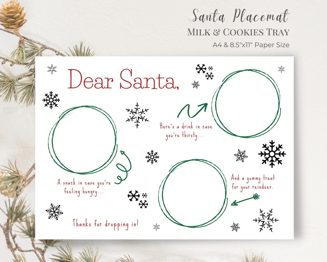 Dear Santa Placemat Printable, Christmas Eve Placemat, Dear Santa Place ...