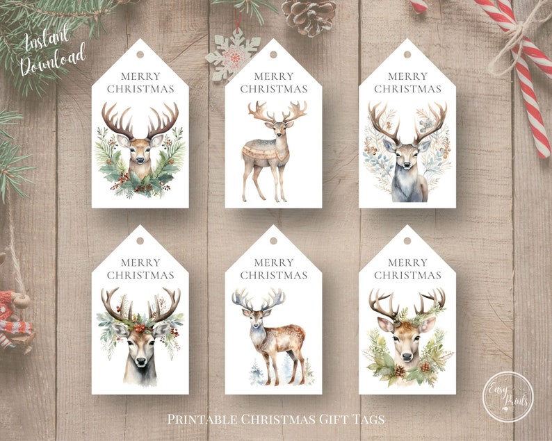 Christmas Reindeer Gift Tag, Christmas Gift Tag, Gift Tag Printable ...