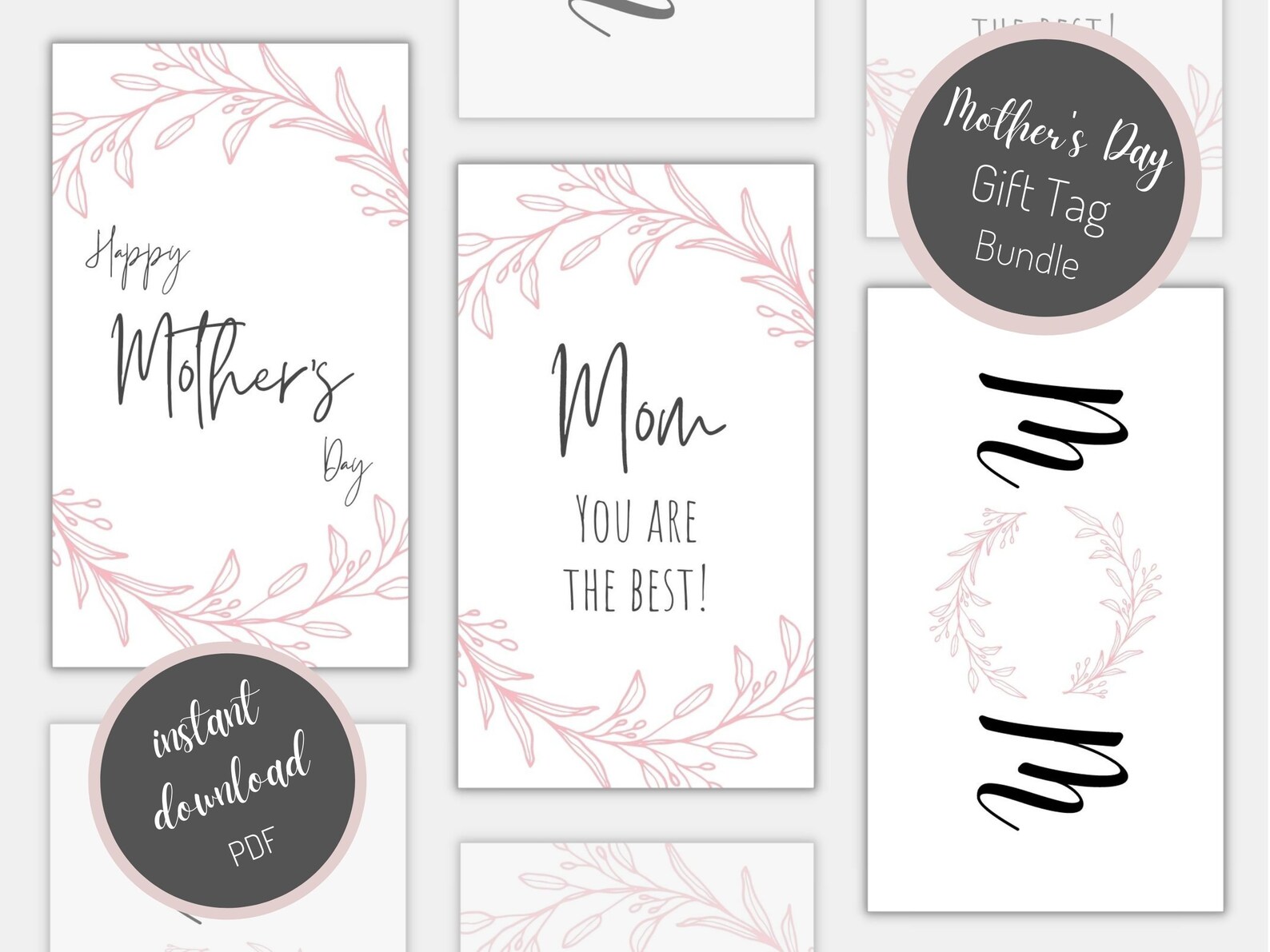 Mother's Day Gift Tags, Printable PDF, Instant Download, Happy Mother's ...
