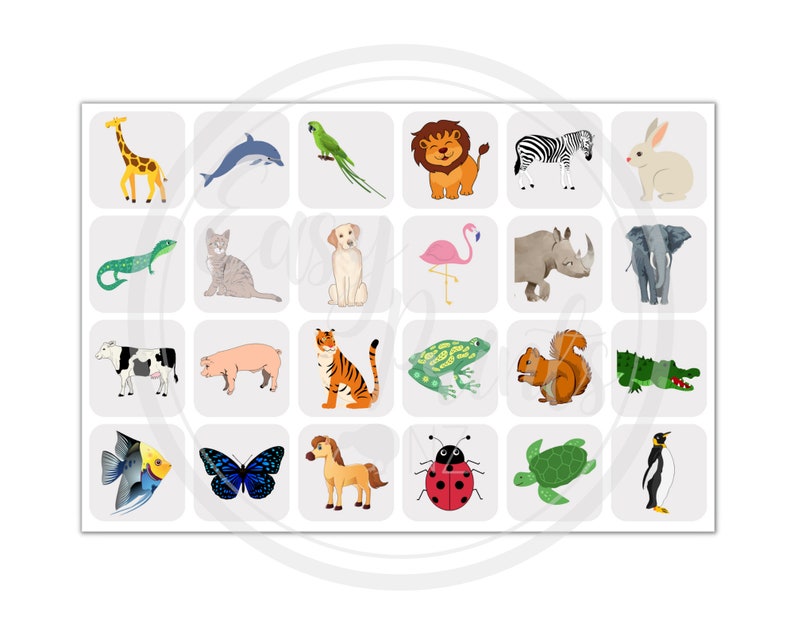 Printable Animal Memory Game, Two-games-in-one, Memory Game, Snap Game ...
