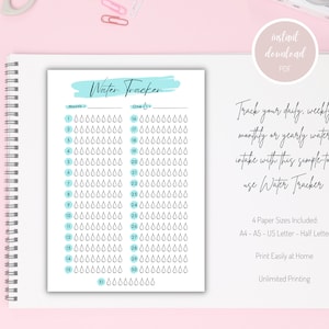 Monthly Water Tracker Printable - Daily Hydration Tracker - Drink Water ...