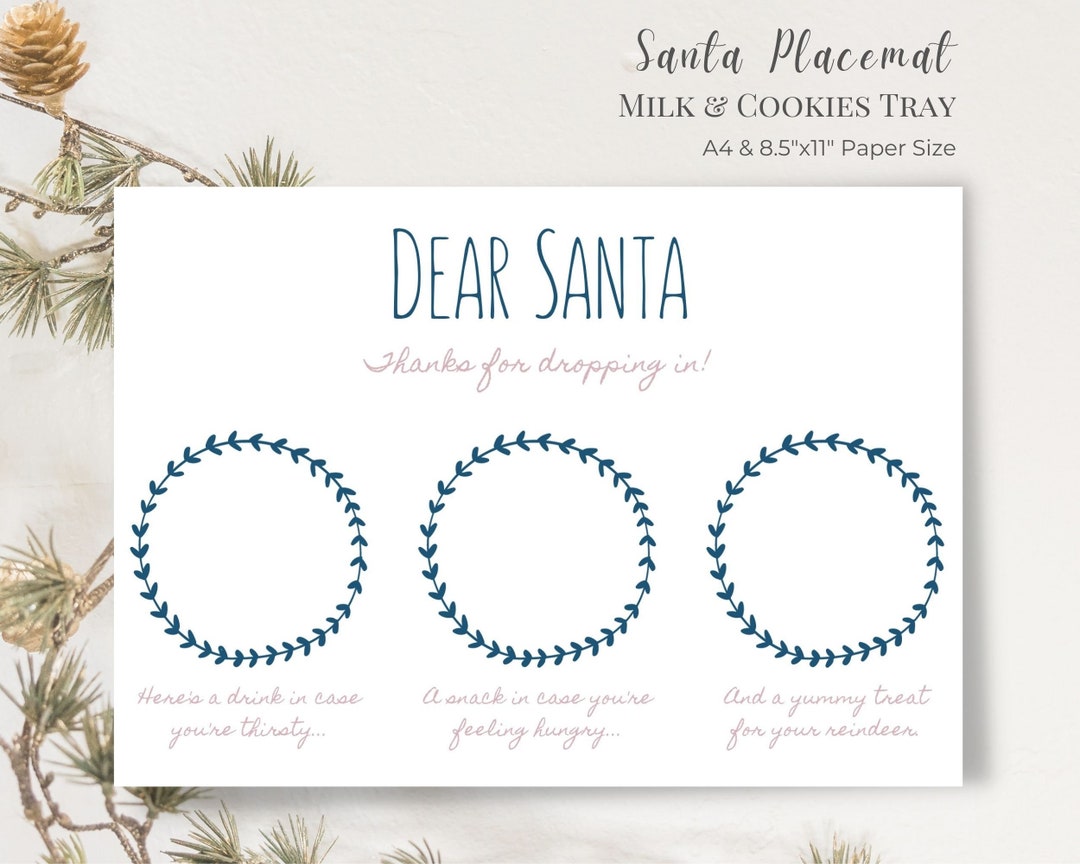 Dear Santa Placemat Printable, Christmas Wreath Tray, Dear Santa Place ...
