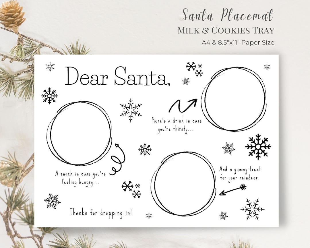 Dear Santa Placemat Printable, Christmas Placemat, Dear Santa Place Mat ...
