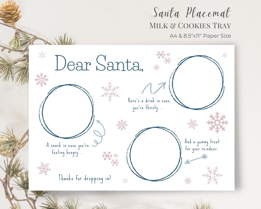 Dear Santa Placemat Printable, Christmas Placemat Tray, Dear Santa ...