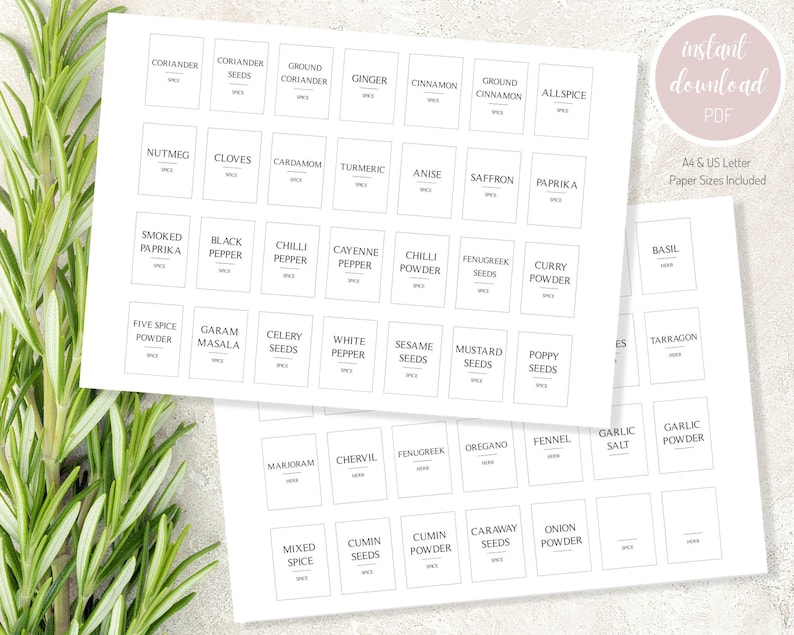 56 Modern Farmhouse Herbs and Spices Labels, Labels for Herb and Spice ...