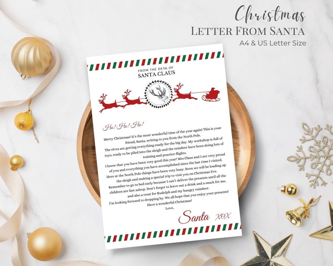 Letter From Santa Printable, Official Santa Letterhead Stationery ...