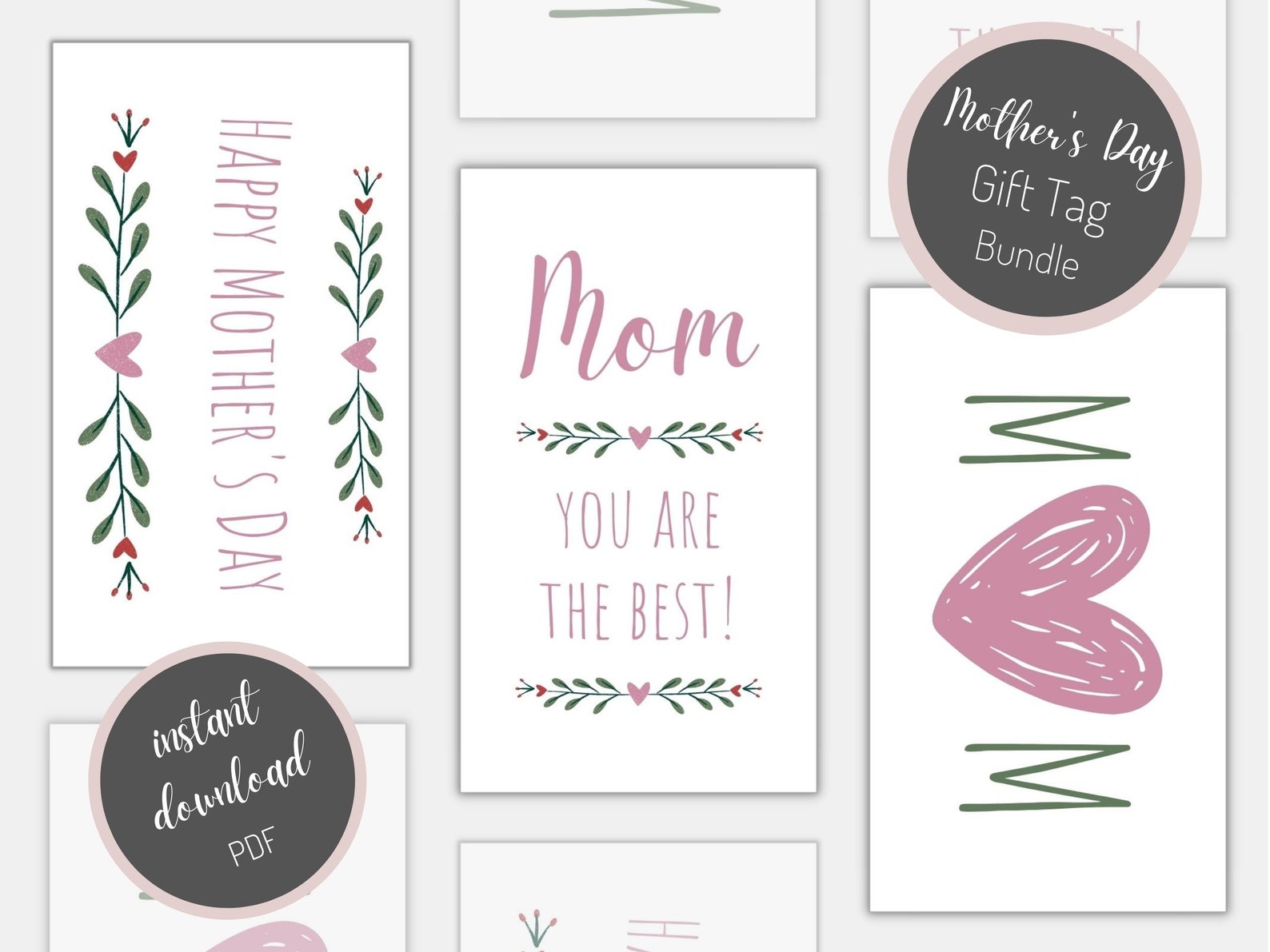Mother's Day Gift Tags, Printable PDF, Instant Download, Happy Mother's ...