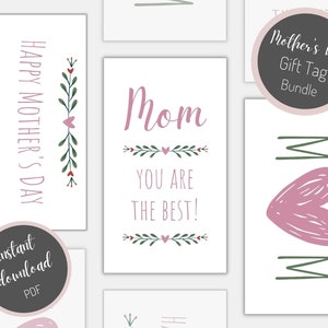 Mother's Day Gift Tags, Printable PDF, Instant Download, Happy Mother's ...