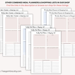 Meal Planner, Shopping List, Printable, PDF, Weekly Meal Chart, Grocery List, Menu Planner, A4 ...