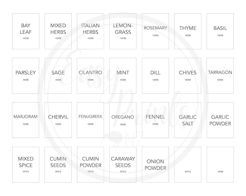 56 Herb and Spice Labels, Printable, Labels for Herb and Spice Jars ...