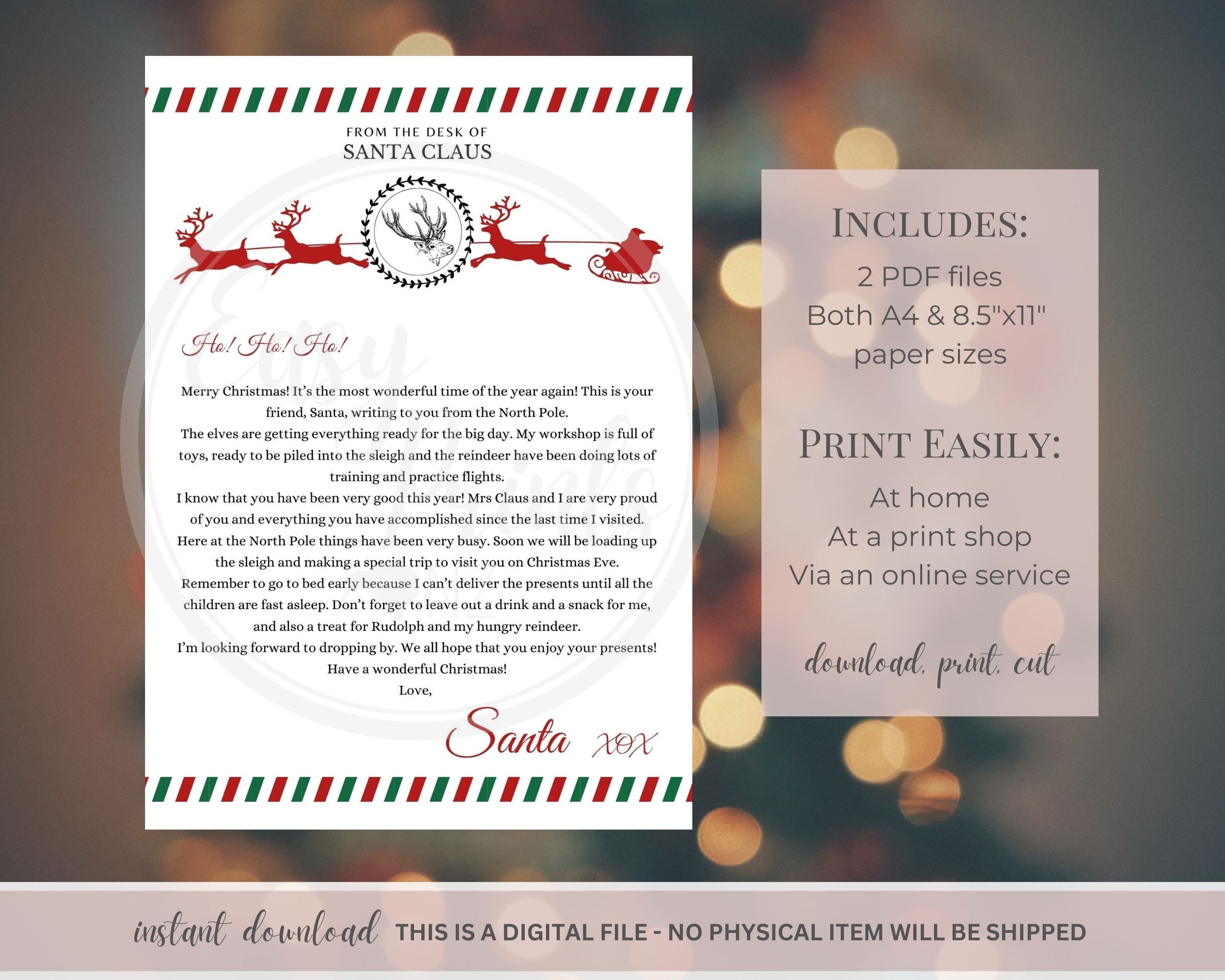 Letter From Santa Printable Official Santa Letterhead - Etsy