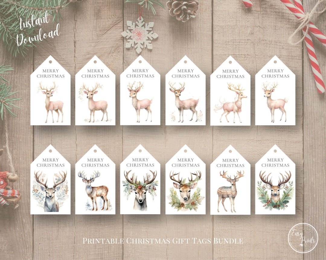 Christmas Reindeer Gift Tag, Christmas Gift Tag, Gift Tag Printable ...