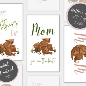 Mother's Day Gift Tags, Printable PDF, Instant Download, Happy Mother's ...