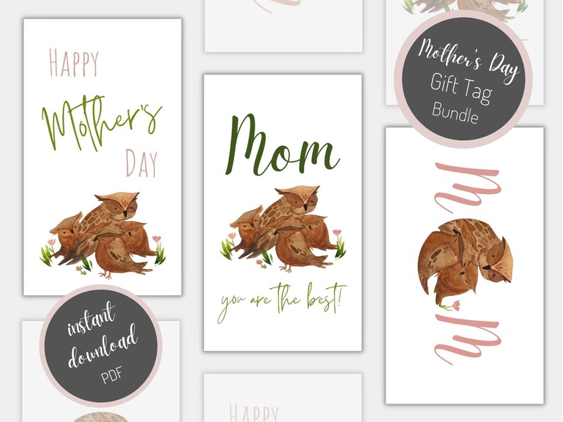Mother's Day Gift Tags, Printable PDF, Instant Download, Happy Mother's ...