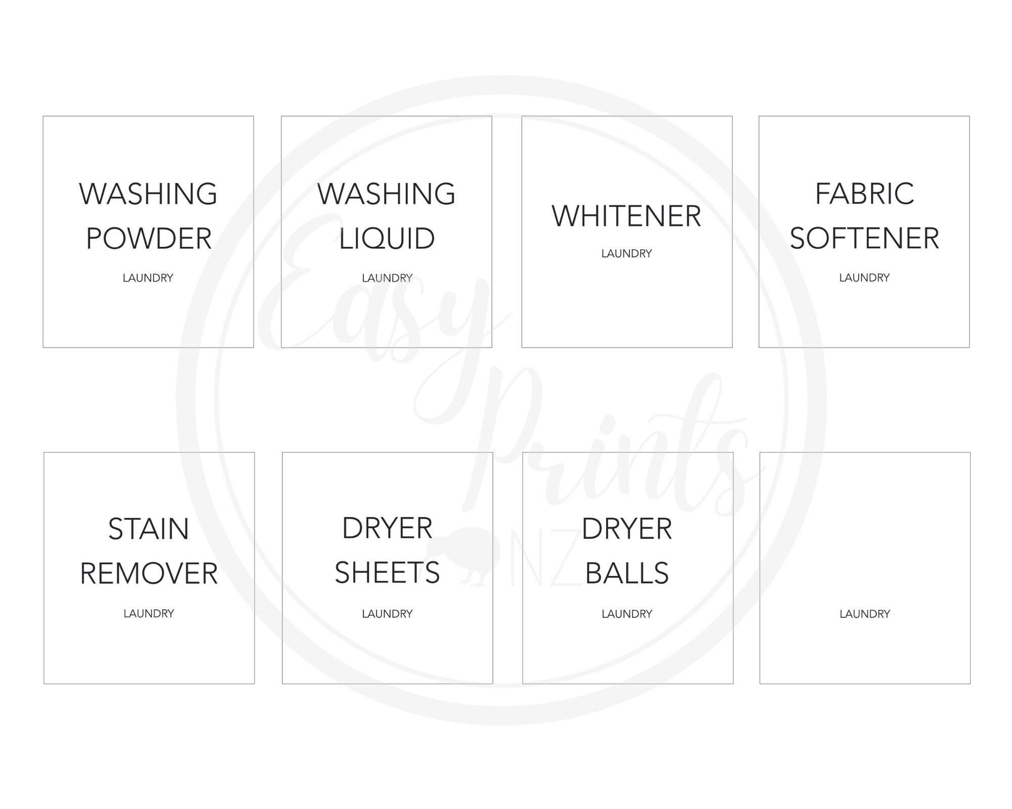 Printable Laundry Labels, 2.3x2.5 Inches / 60x66mm, Instant Download ...