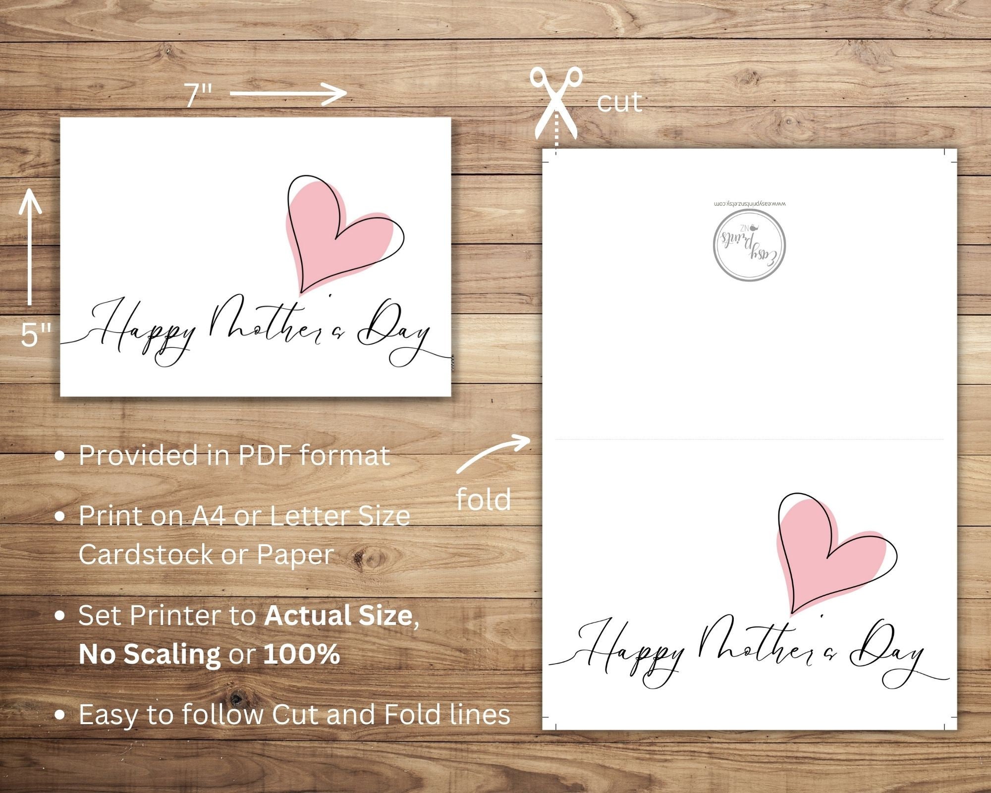 Happy Mother's Day Printable Card, Instant Download PDF, Printable ...