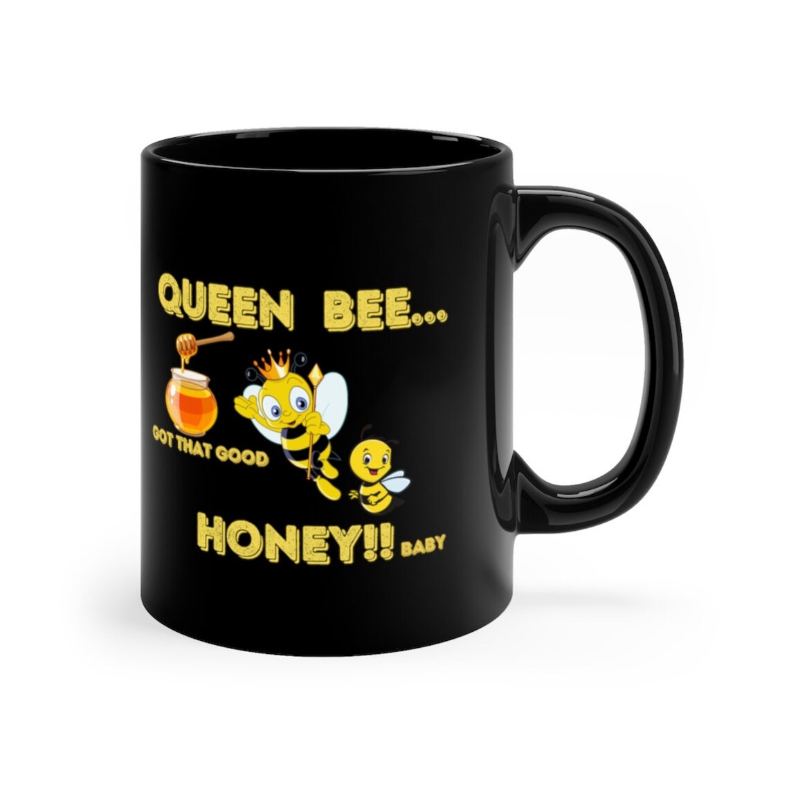 Queen Bee 11oz Black Mug/ Coffee Mug/ Honey Bee Mug/ Honey Tea | Etsy
