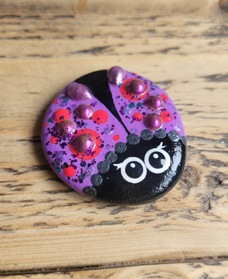 Ladybird Stone Ladybug Stone Hand Painted Ladybird Pebble Dotted ...