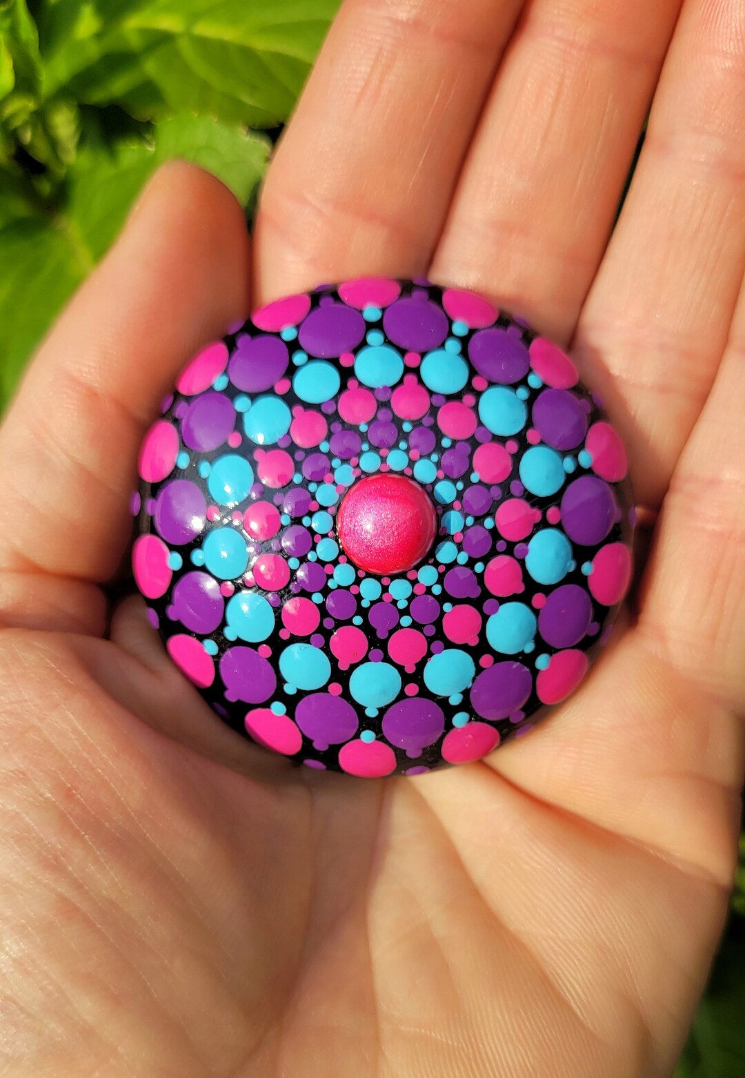 Small Mandala Stone Mandala Palm Stone Mandala Meditation Stone ...