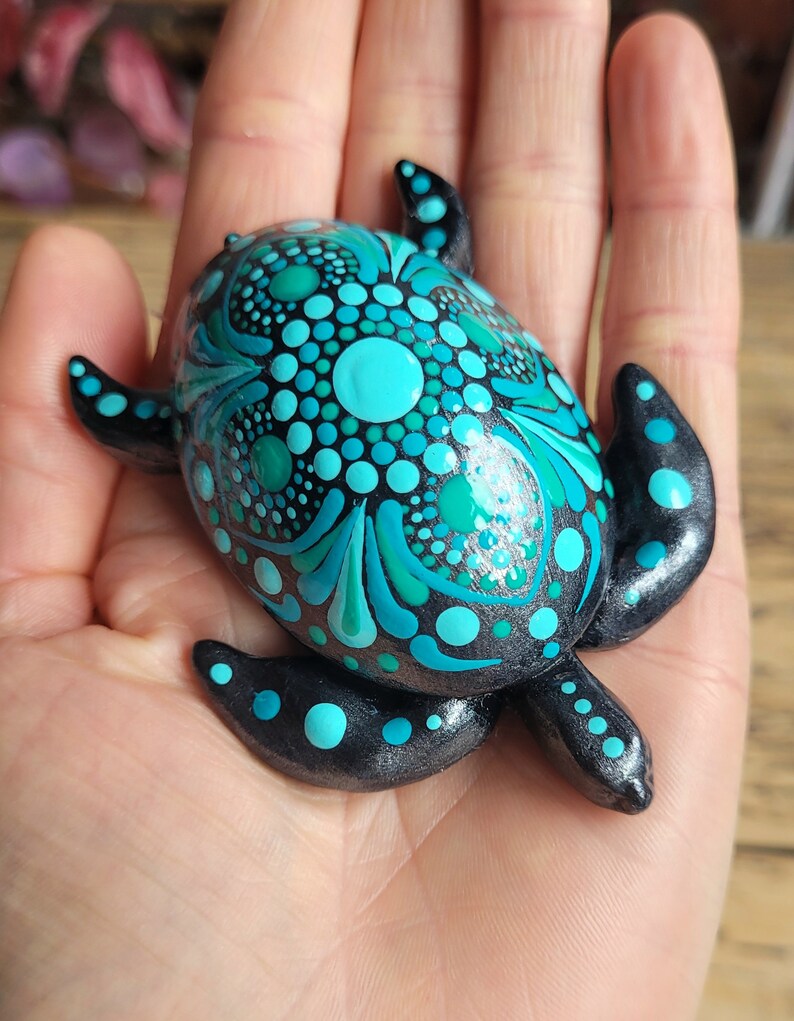 Hand Painted Turtle, Handmade Mandala Turtle - Etsy