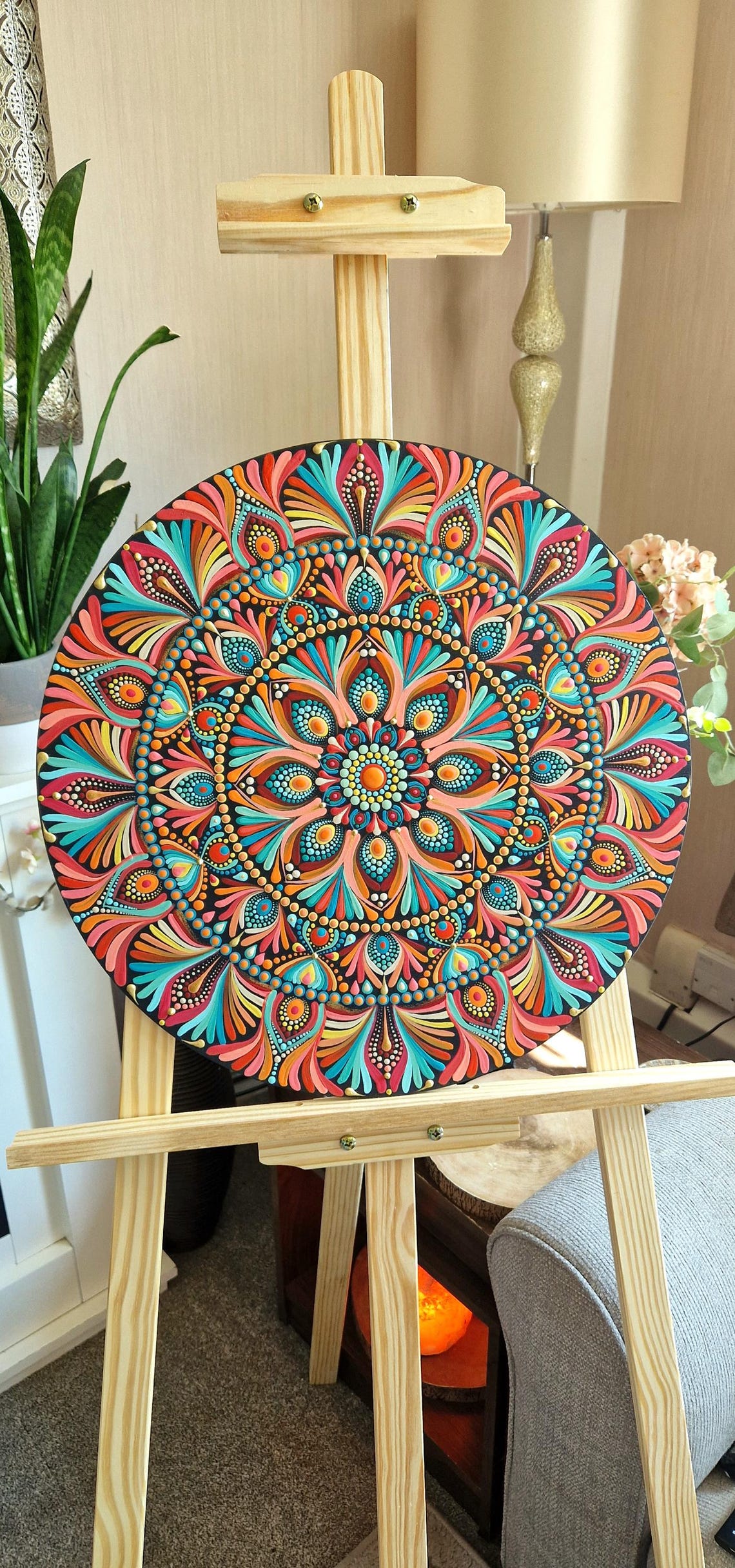Hand Painted Boho Mandala Wall Art, Sacred Geometry Decor - Etsy