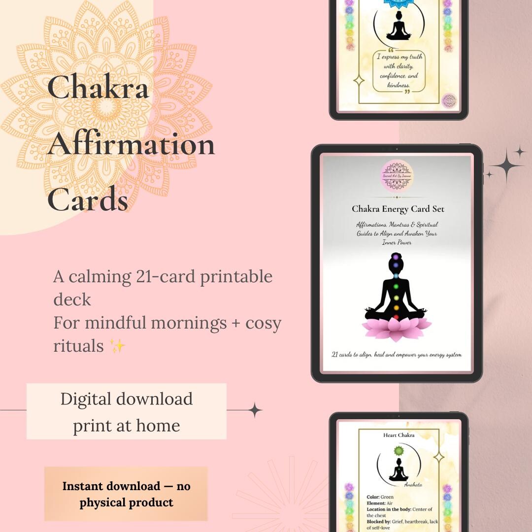Chakra Affirmation Cards Printable | 21 Digital 5x7 Deck | Self-care ...