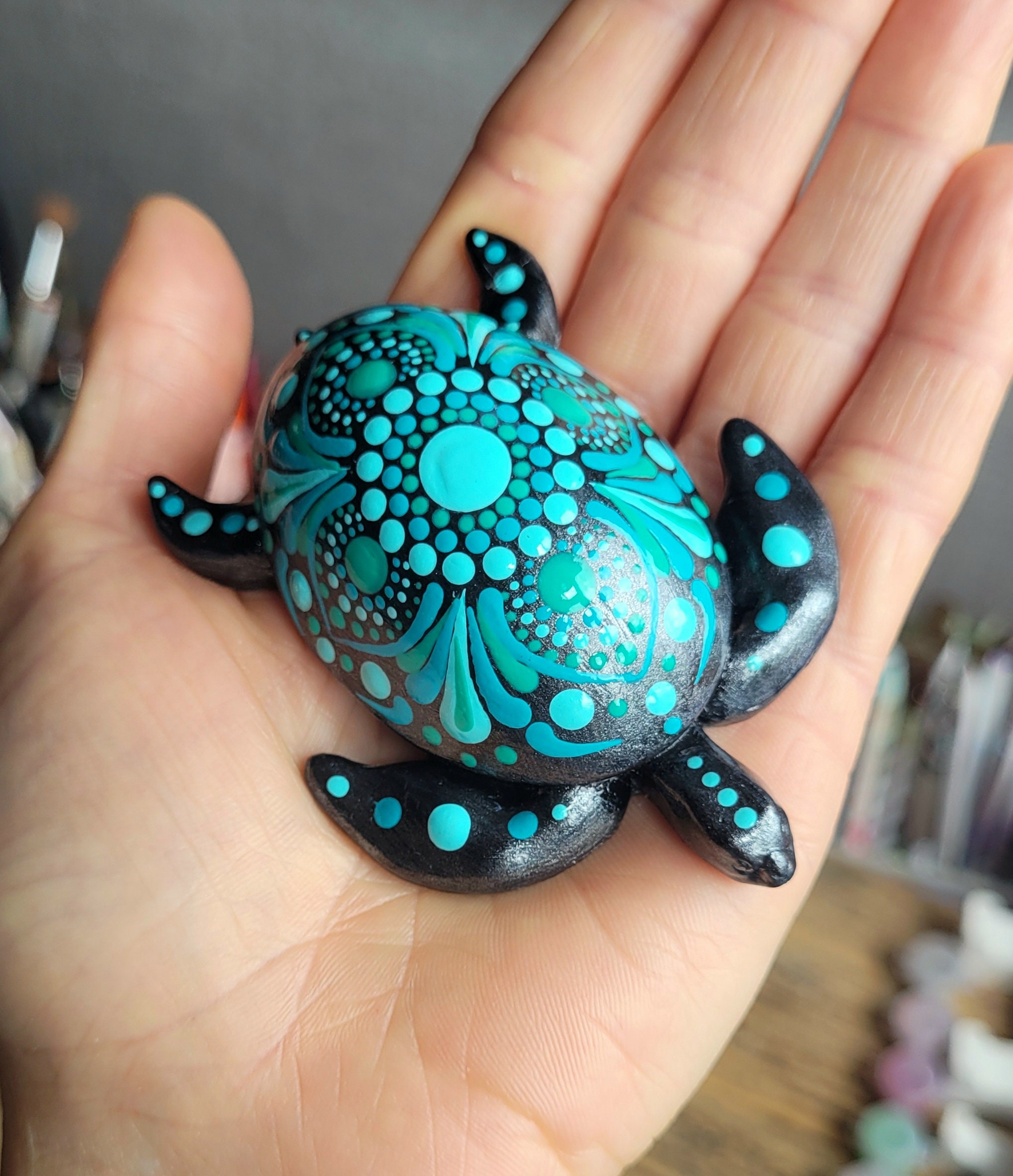 Hand Painted Turtle, Handmade Mandala Turtle - Etsy