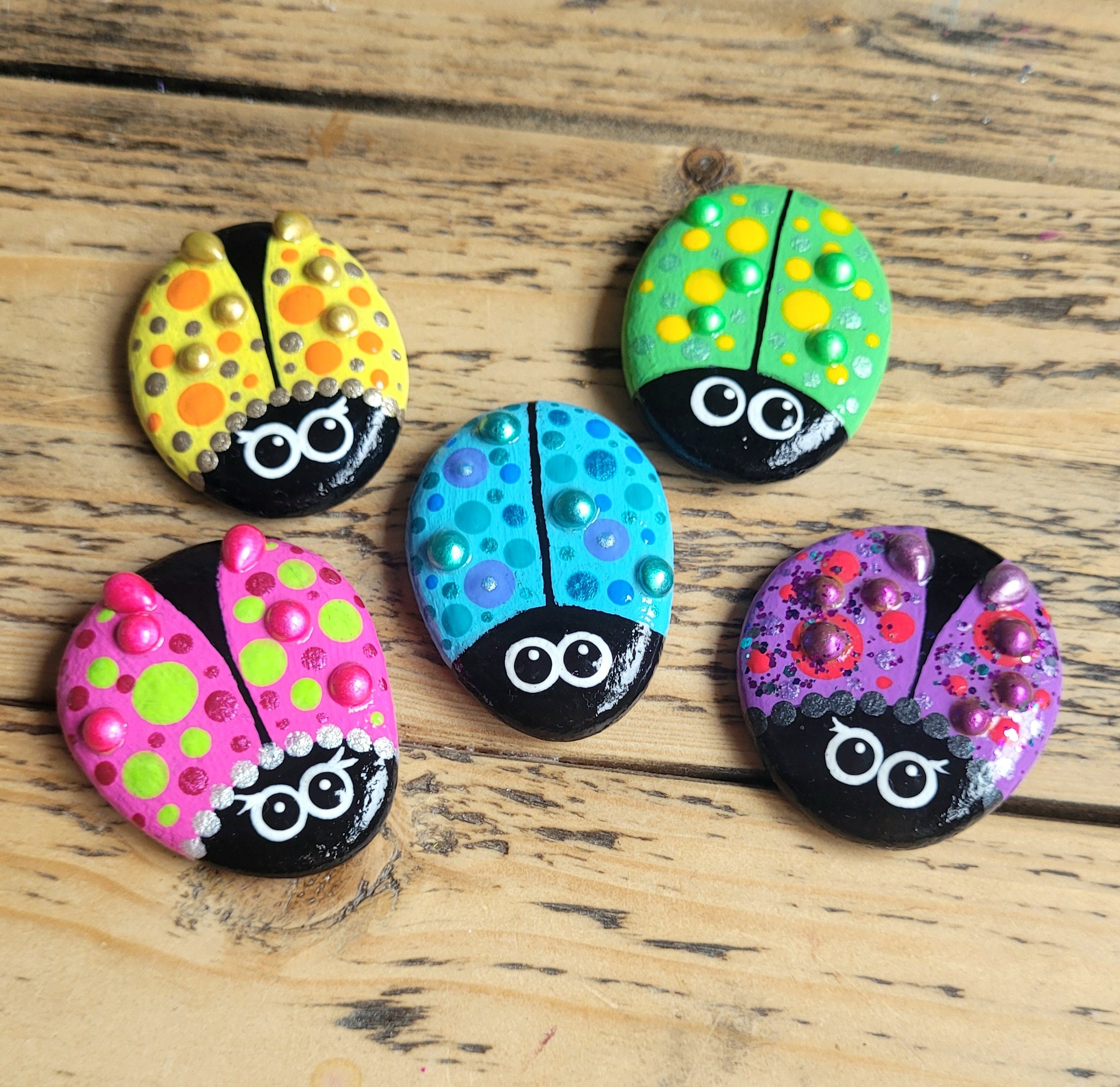 Ladybird Stone Ladybug Stone Hand Painted Ladybird Pebble Dotted ...