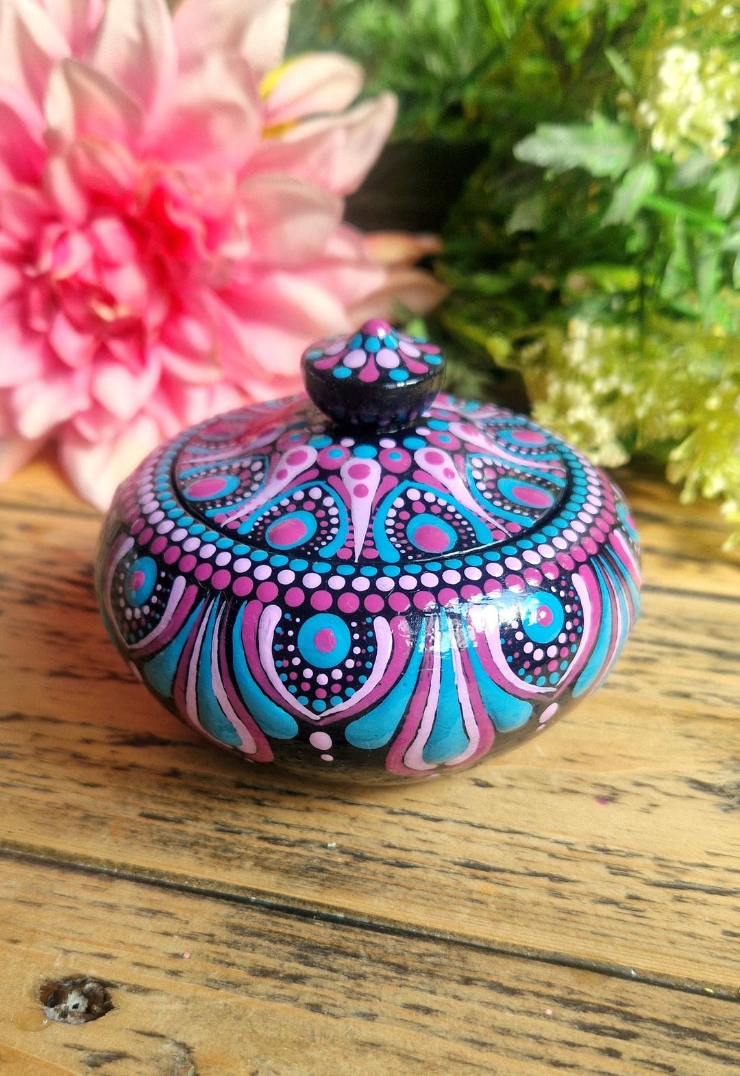 Hand Painted Mandala Trinket Pot, Dot Art Jewelry Holder (3.3") - Etsy