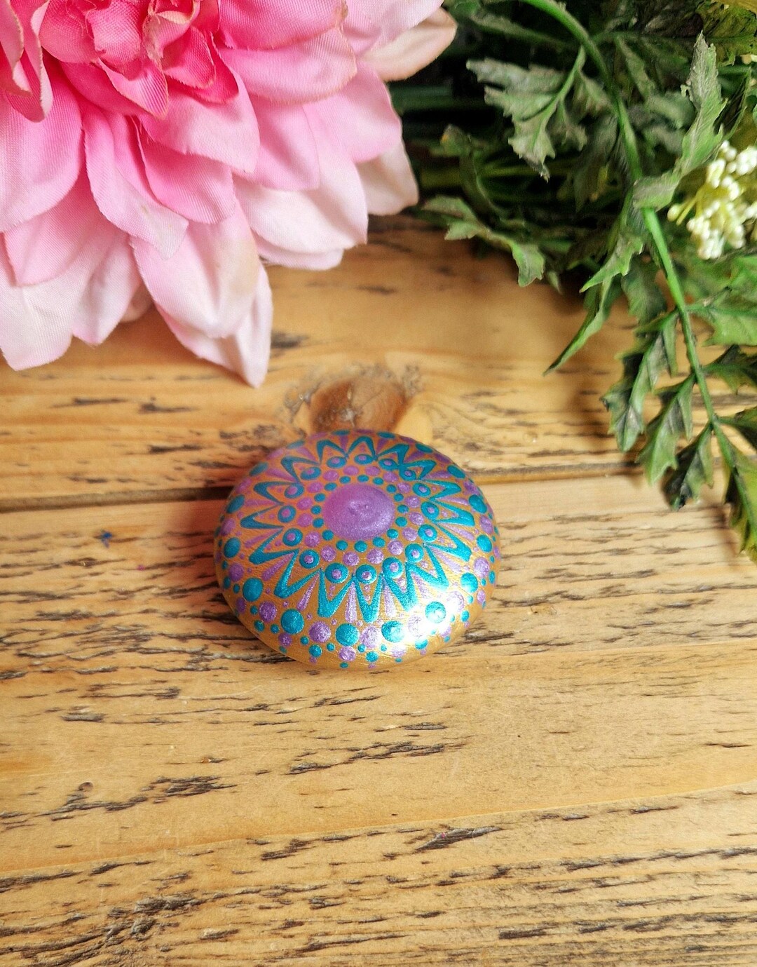 Hand Painted Mandala Palm Stone, Boho Meditation Decor, Sacred Geometry ...