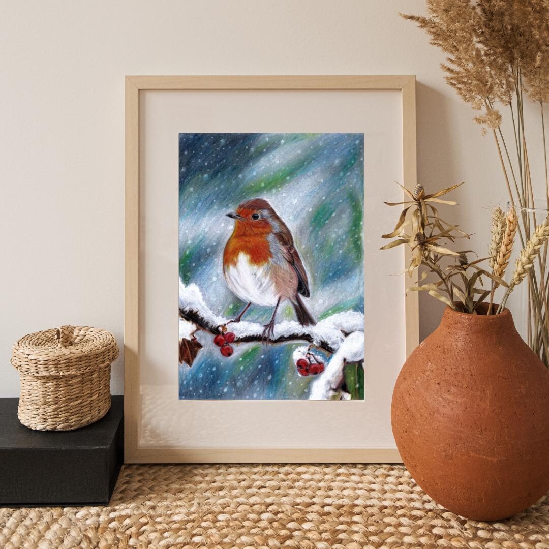 Robin Art Print Winter Robin Print Wall Art Wall Deco Fine Art Print ...