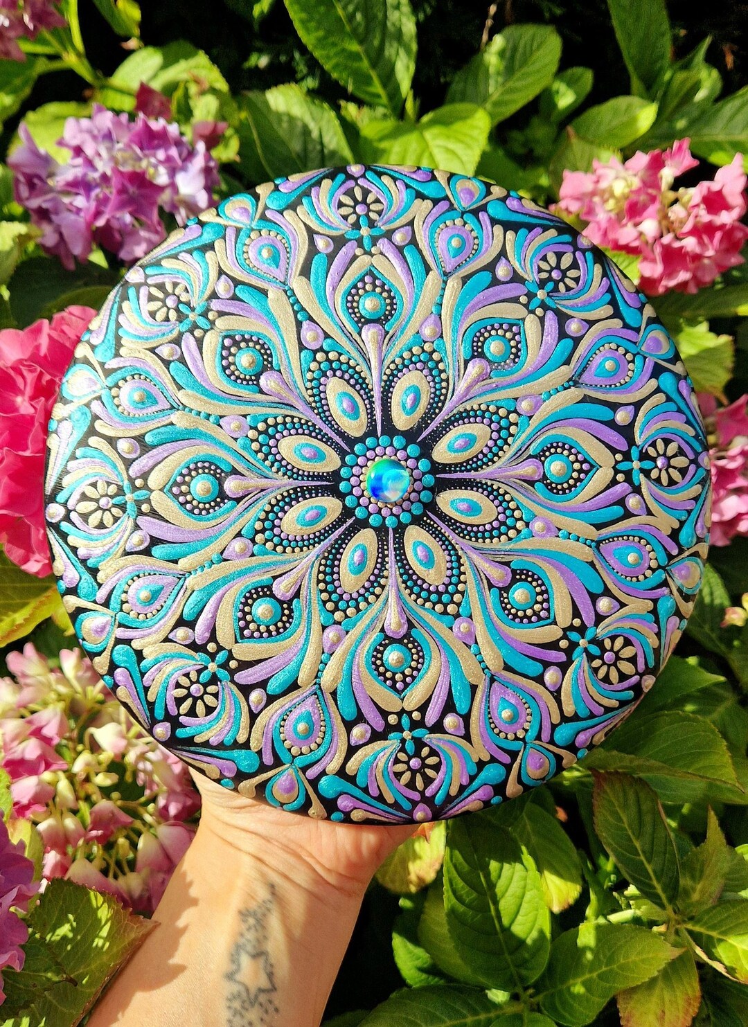 Aurora Opal Mandala Art Hand Painted Dot Mandala Disc Spiritual Home ...