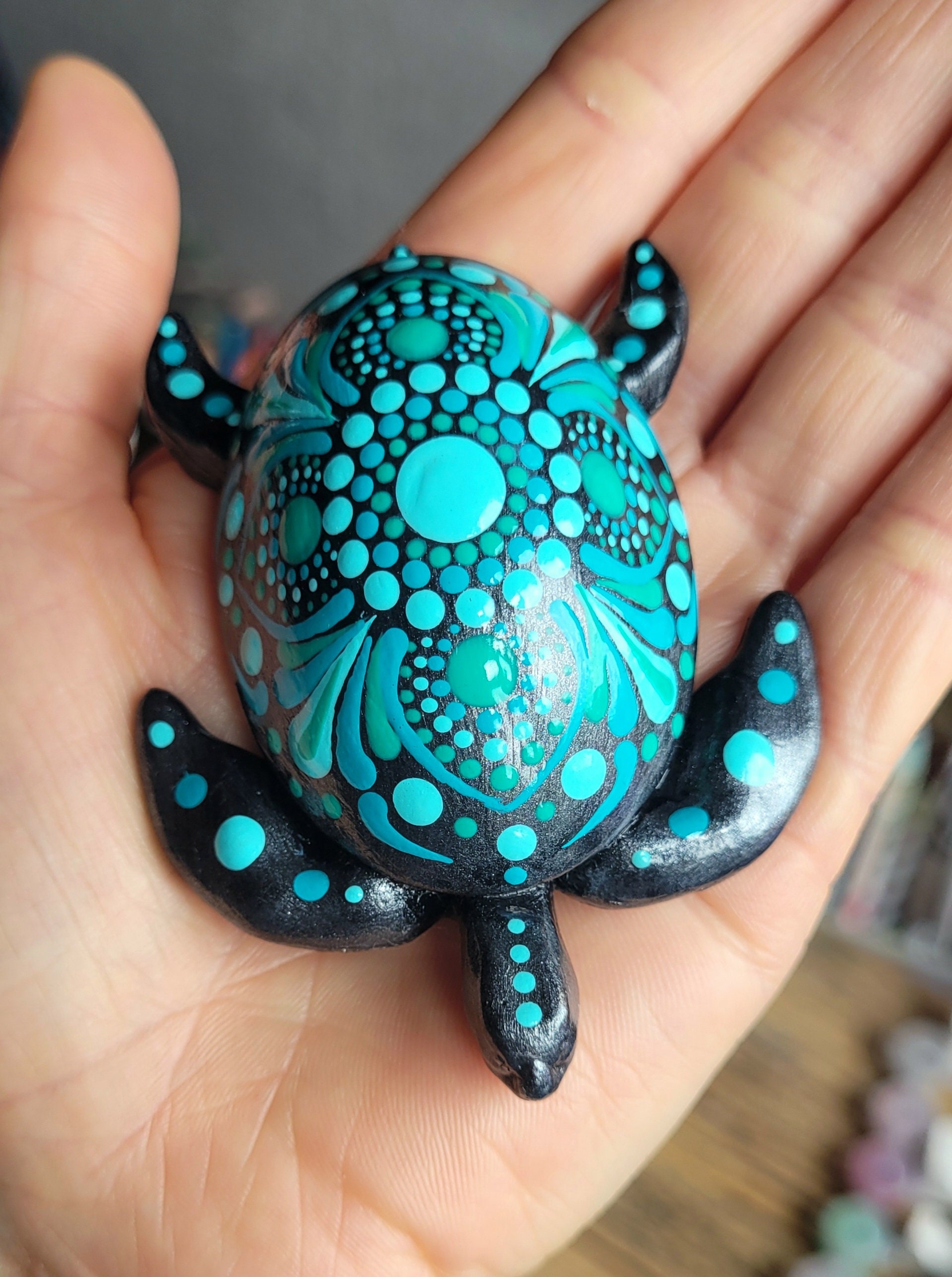 Hand Painted Turtle, Handmade Mandala Turtle - Etsy