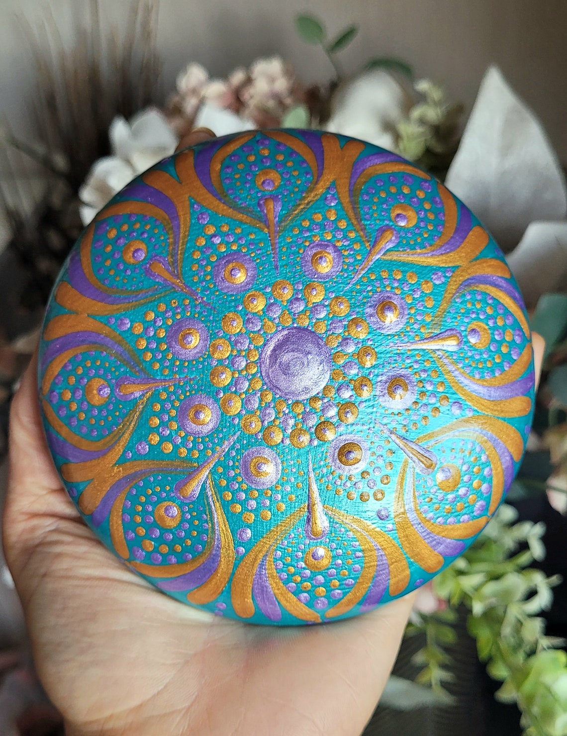 Mandala Stone Hand Painted Mandala Mandala Rock Home Decor Unique Gift ...