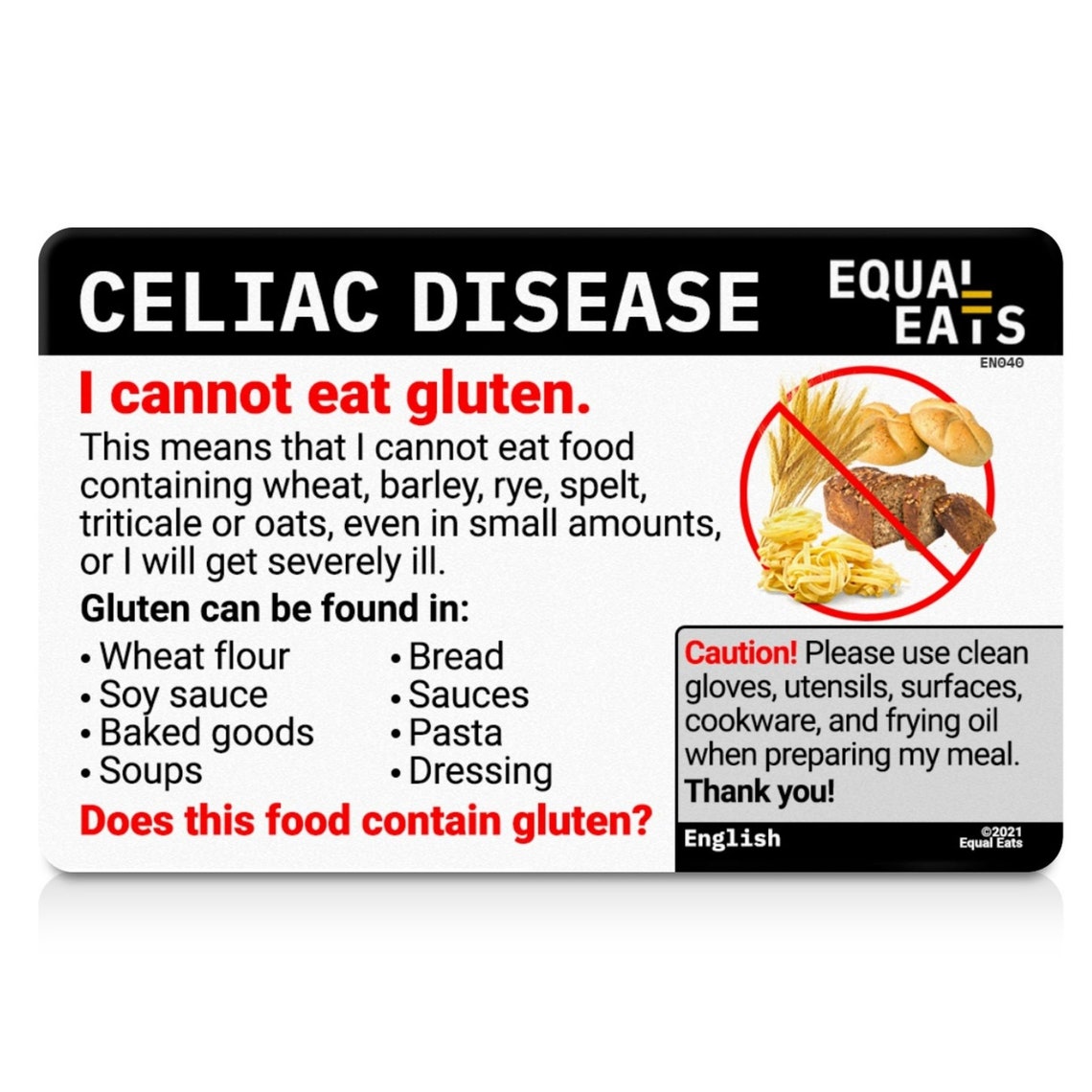 Gluten Free Translation Card 5-pack Celiac Disease Cards - Etsy