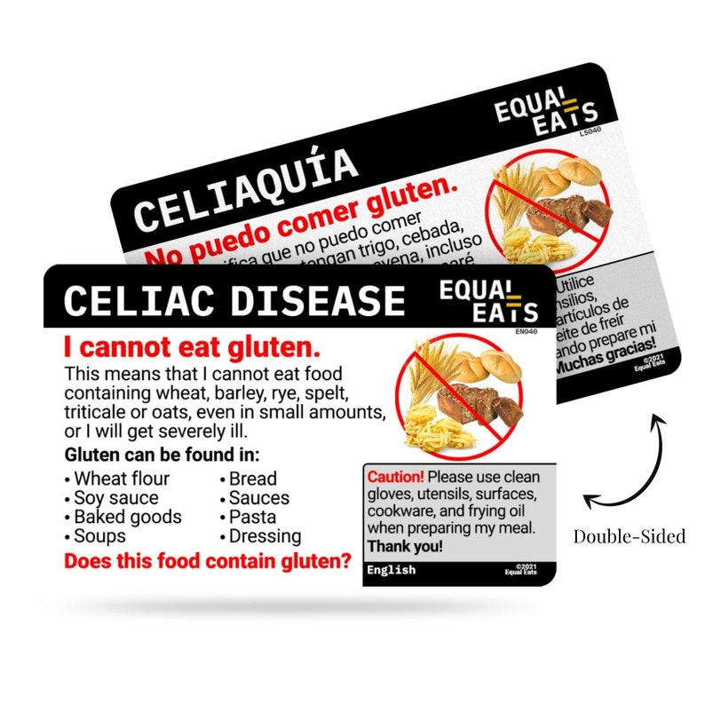 Celiac Disease Translation Cards • Gluten Free Dining (5-pack) - Etsy