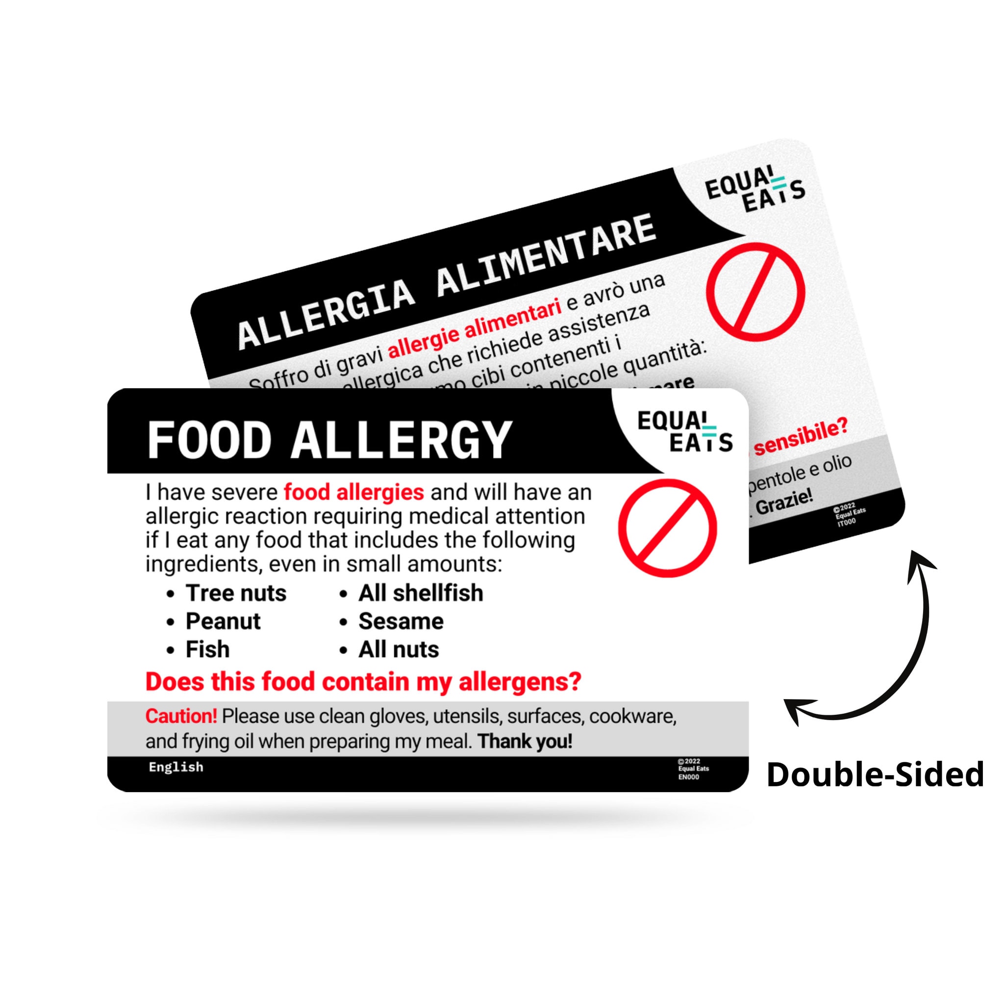 Customized Food Allergy Card | Custom Translation Card | Select From ...