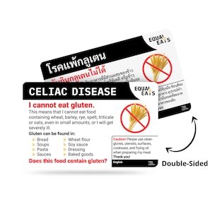 Gluten Free Translation Card • Restaurant Card for Celiac Disease ...