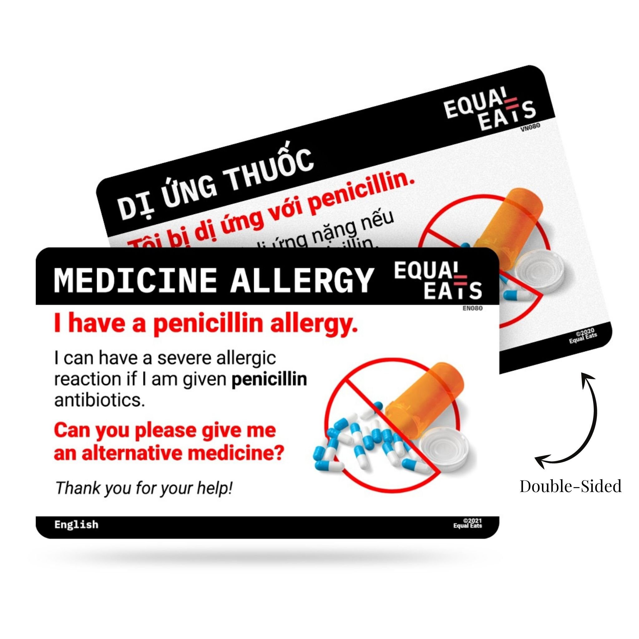 Penicillin Allergy Translation Card Medical Alert Card for - Etsy