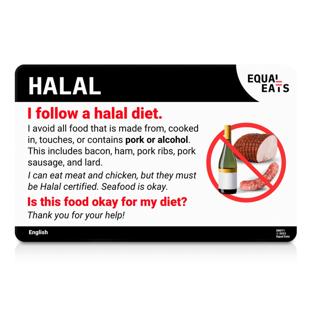 Halal Diet Cards｜order in 50 Languages｜equal Eats Dietary Translation ...