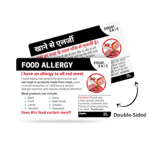 Alpha Gal Allergy Card, Chef Card for Safer Dining With Alpha Gal ...