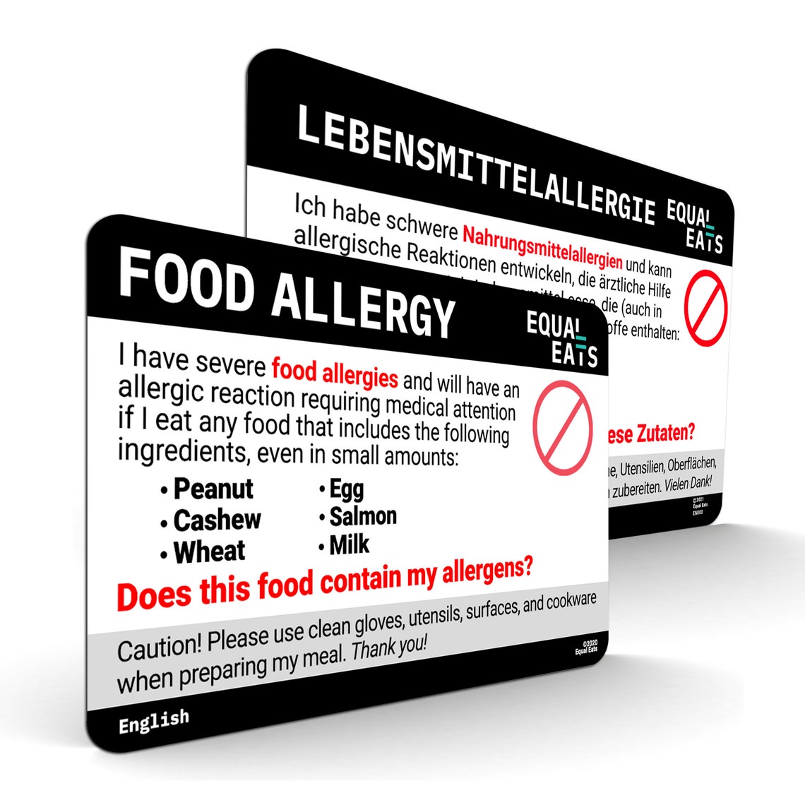 Customized Food Allergy Card Custom Translation Card 500 - Etsy