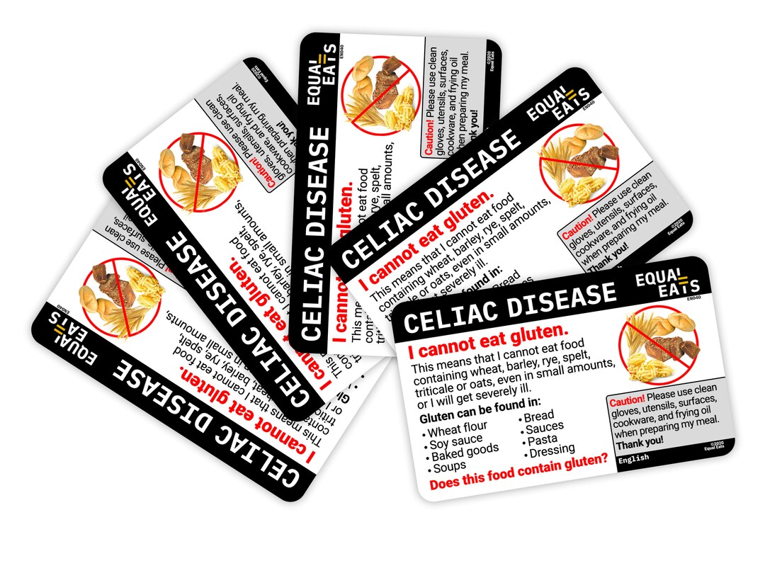 Gluten Free Translation Card 5-pack • Celiac Disease Cards • Order in ...