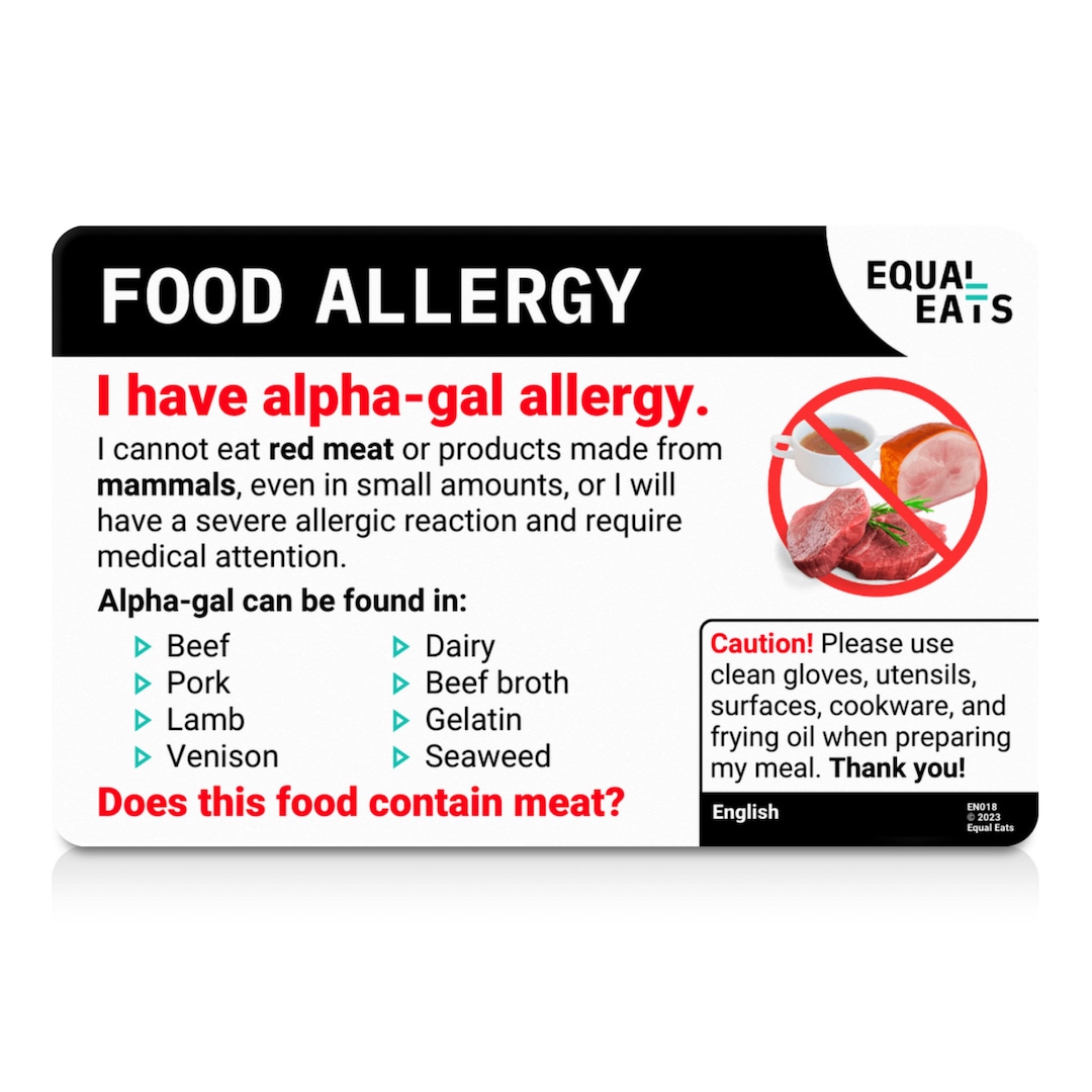 Alpha Gal Allergy Card, Chef Card for Safer Dining With Alpha Gal ...