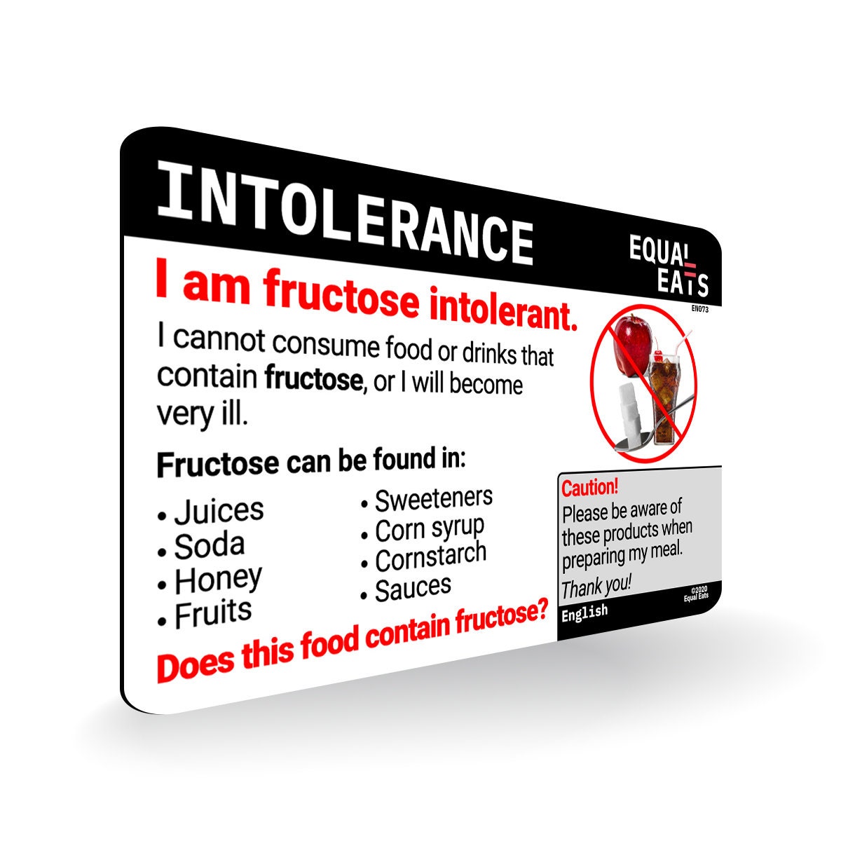 Fructose Intolerance Cardsorder in 50 Languagesequal Eats | Etsy