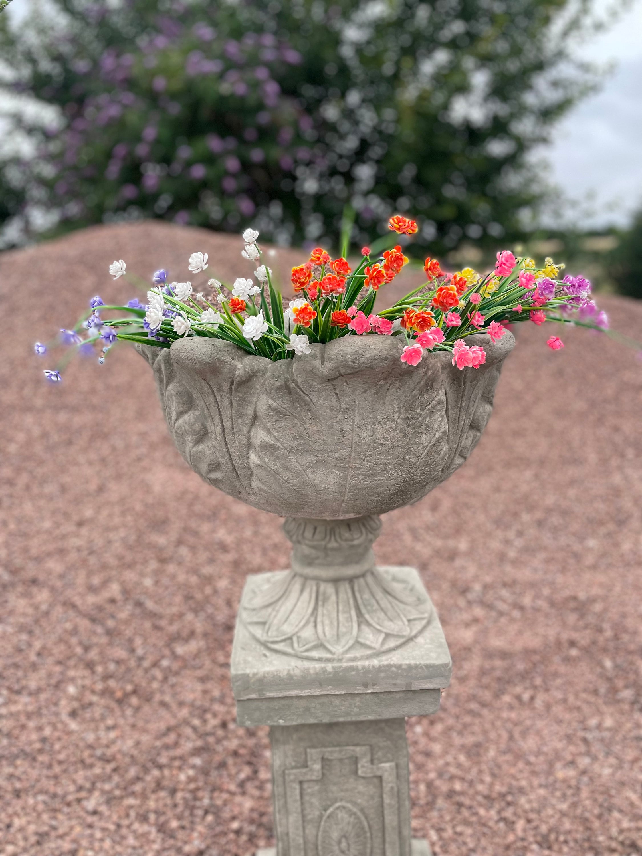 Pair of Cast Stone Plinths and Pots - Etsy UK
