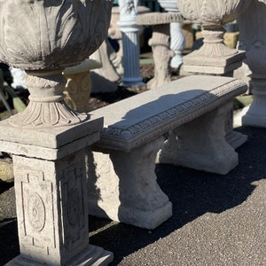 Cast Stone Bench With Plinths and Pots - Etsy UK