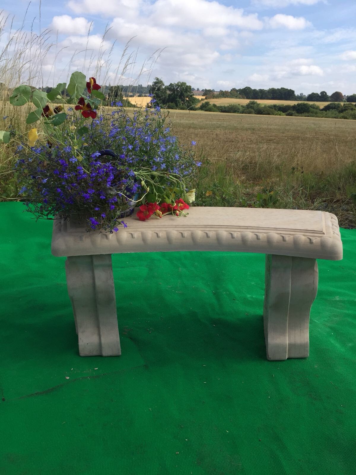 Cast Stone Curved Bench - Etsy UK